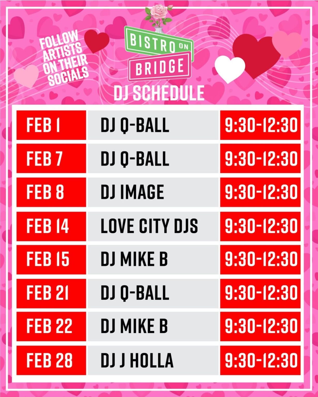 DJ Schedule | Bistro on Bridge | Restaurant & Beer Garden
