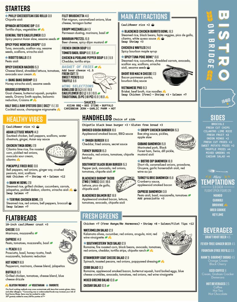 Food Menu | Bistro on Bridge | Phoenixville Restaurant and Beer Garden